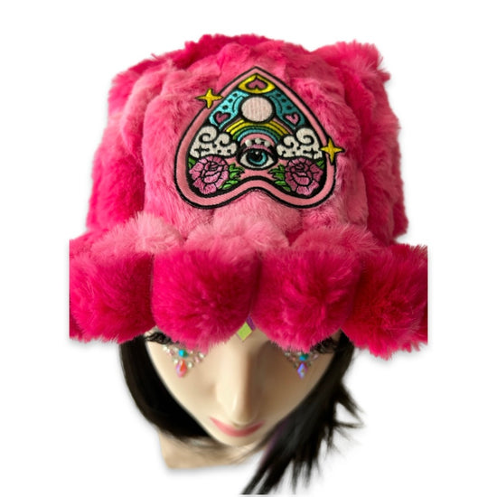 Handmade bright pink tie dye furry bucket hat - Psychedelic | WonkiWear