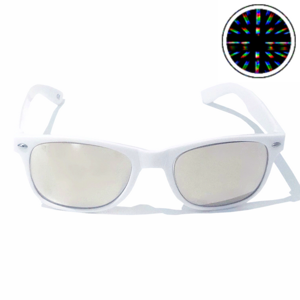 Rave Diffraction Glasses - Cosmic, Starburst Effect (White) | WonkiWear